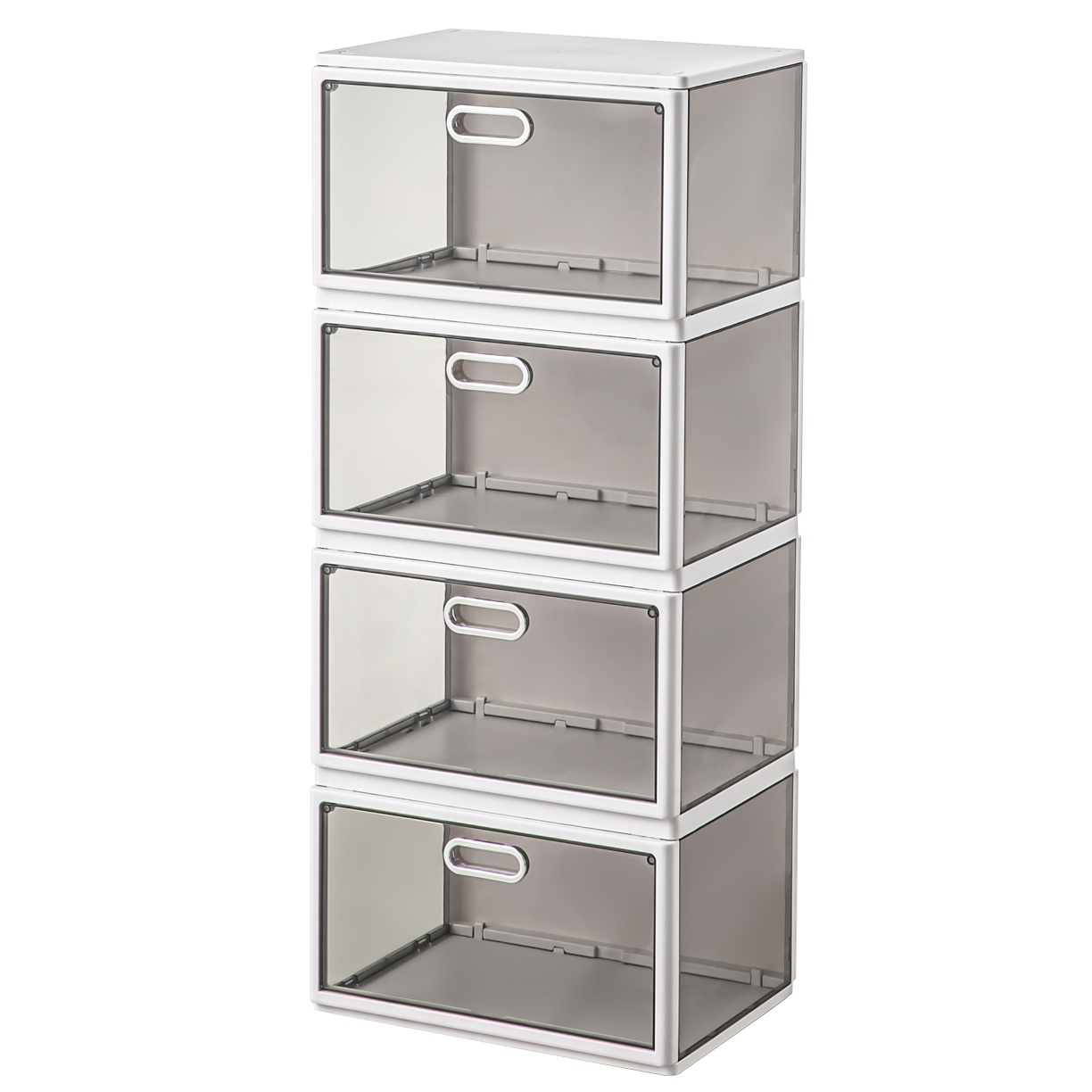 Froppi White Plastic Storage Shoe Boxes with Lids, 4-Tiers Tall Shoe ...