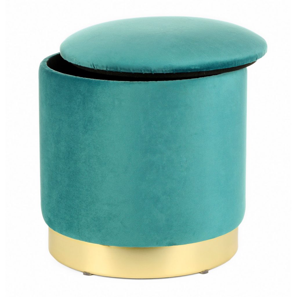 Ottoman Storage Pouffe Stool Soft Seat Velvet Blue, D37 H40 cm - Froppi ...